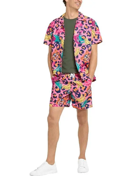 Opposuits Leopard Spot Camp Shirt & Drawstring Shorts Set - Pink