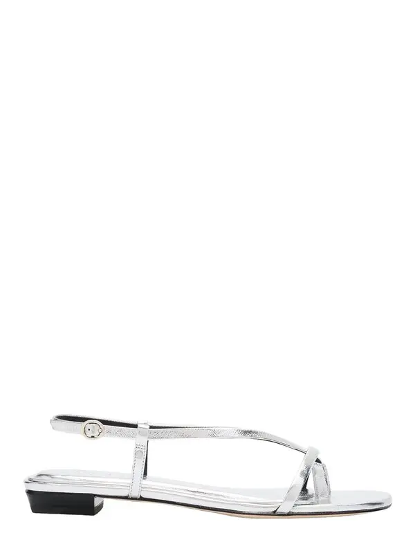 Rag & Bone Giselle Leather Thong Slingback Sandals - Silver