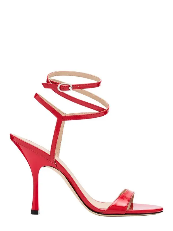 STUART WEITZMAN Nudist Patent Ankle-strap Sandals - Red