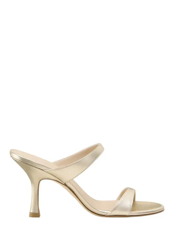 STUART WEITZMAN Nudist Metallic Slide Sandals - Gold