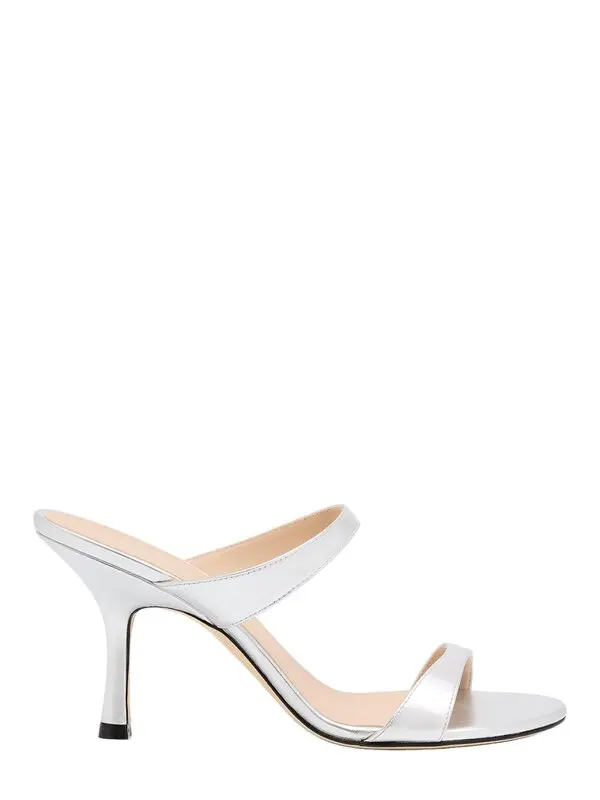 STUART WEITZMAN Nudist Metallic Slide Sandals - Silver