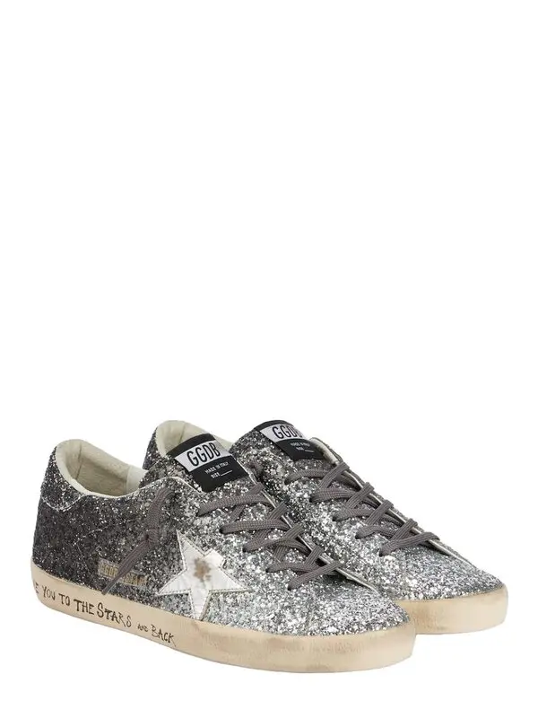 GOLDEN GOOSE Super Star Glitter Sneakers - Silver