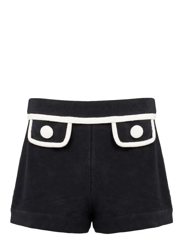 ADRIANA DEGREAS High-rise Cotton-blend Terry Shorts - Black