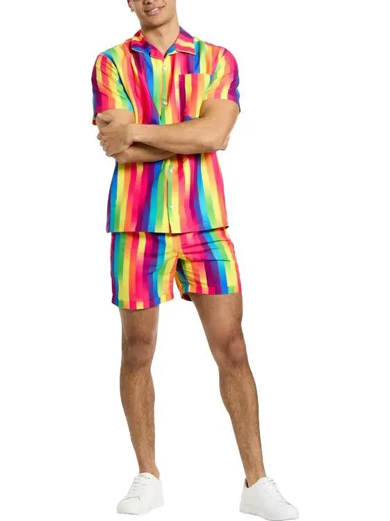 Opposuits Rainbow Stripe Camp Shirt & Drawstring Shorts Set - Miscellaneous