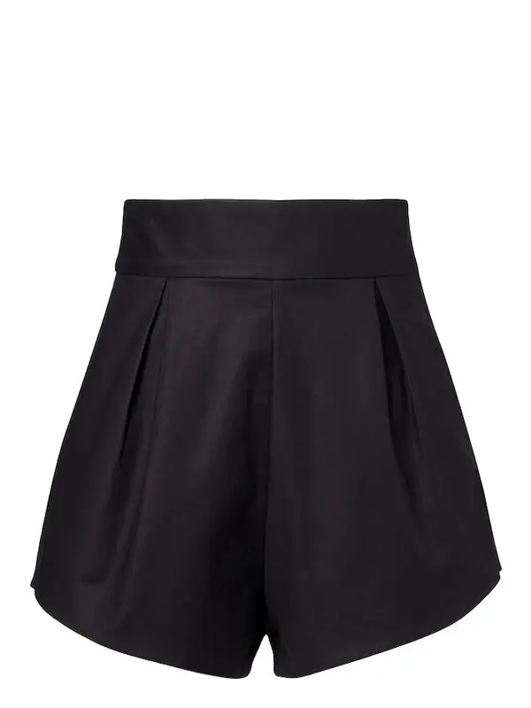 ADRIANA DEGREAS High-rise Cotton-blend Shorts - Black