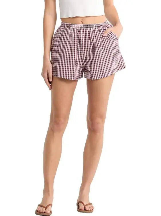 BILLABONG Printed Cotton Shorts - Red Dahlia