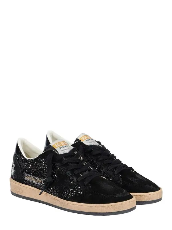 GOLDEN GOOSE Ball Star Suede-trimmed Sneakers - Black