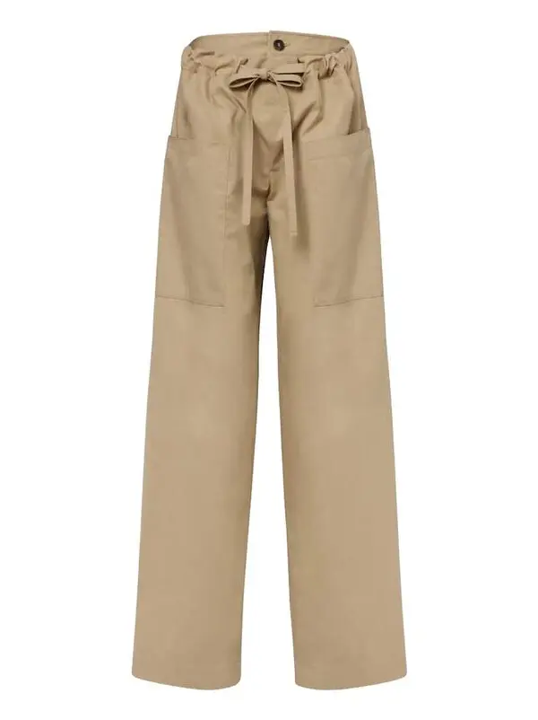 TOD'S Cotton Poplin Wide-leg Pants - Beige