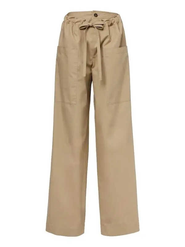 TOD'S Cotton Poplin Wide-leg Pants - Beige