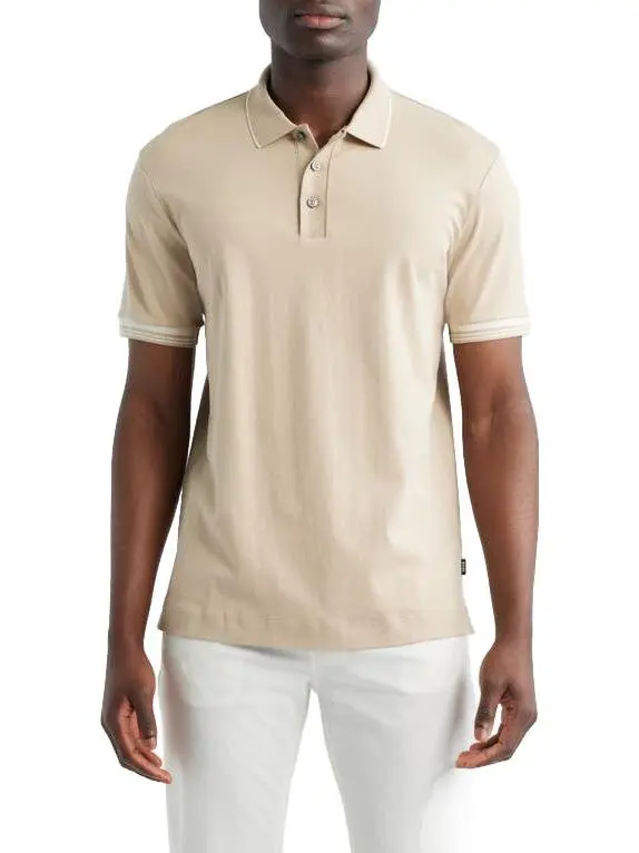 BOSS Parlay Tipped Cotton Polo - Light Beige