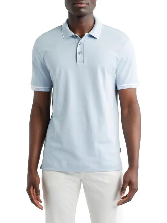 BOSS Parlay Tipped Cotton Polo - Light Blue