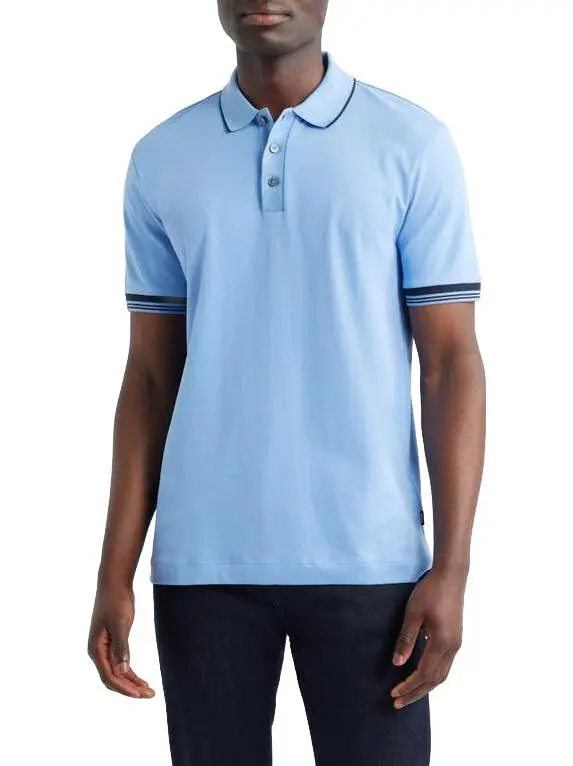 BOSS Parlay Tipped Cotton Polo - Open Blue