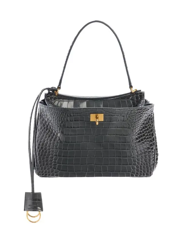 Balenciaga Small Rodeo Croc Embossed Top Handle Bag - Volcanic Rock