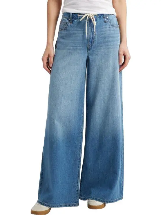 1822 Denim Drawstring High-waist Wide-leg Jeans - Yonkers