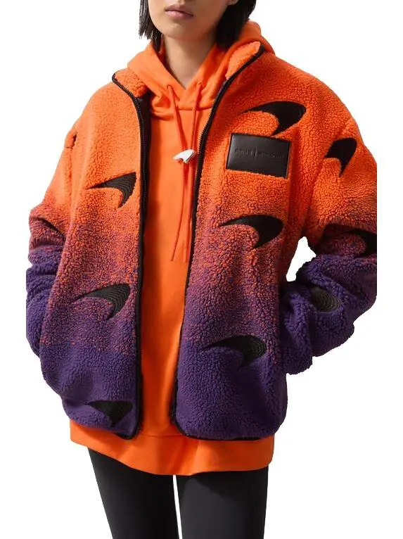 REISS X Mclaren Drift Ombré Fleece Jacket - Papaya Orange/ Purple