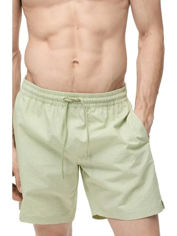 Mango Seersucker Swim Trunks - Pastel Green