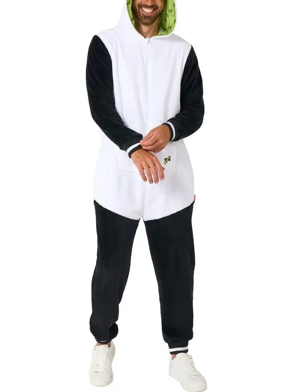 Opposuits Panda Hooded Fleece Jumpsuit - Black