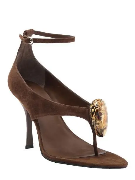 Jeffrey Campbell Bronzite Ankle Strap Sandal - Brown Suede