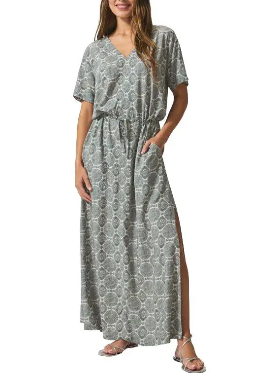 Splendid Juniper Short Sleeve Maxi Dress - Soft Vob Sun Print