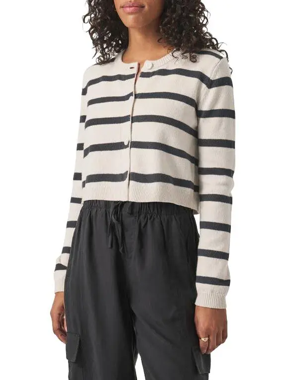 Splendid Rowena Stripe Crop Cardigan - Moonstone/lead
