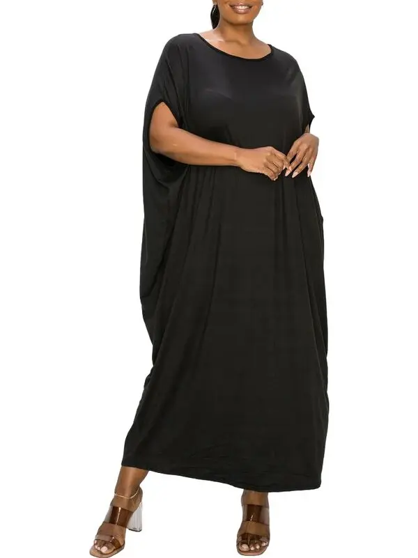 L I V D Sasha Knit Kaftan Dress - Black