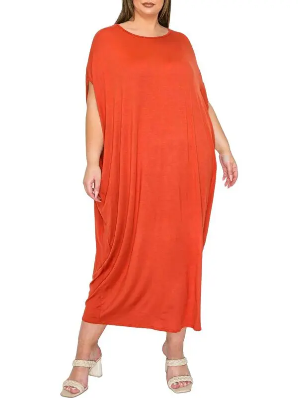 L I V D Sasha Knit Kaftan Dress - Rust