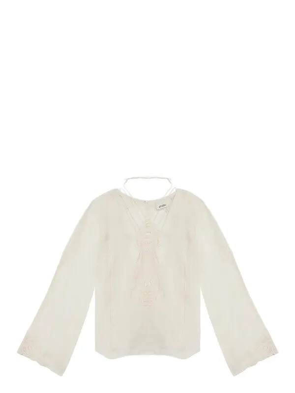Isabel Marant Luna Embroidered Ramie Blouse - Ecru