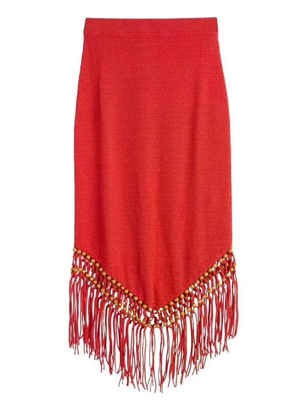 Chinti & Parker X Laura Whitmore Beaded Skirt - Red