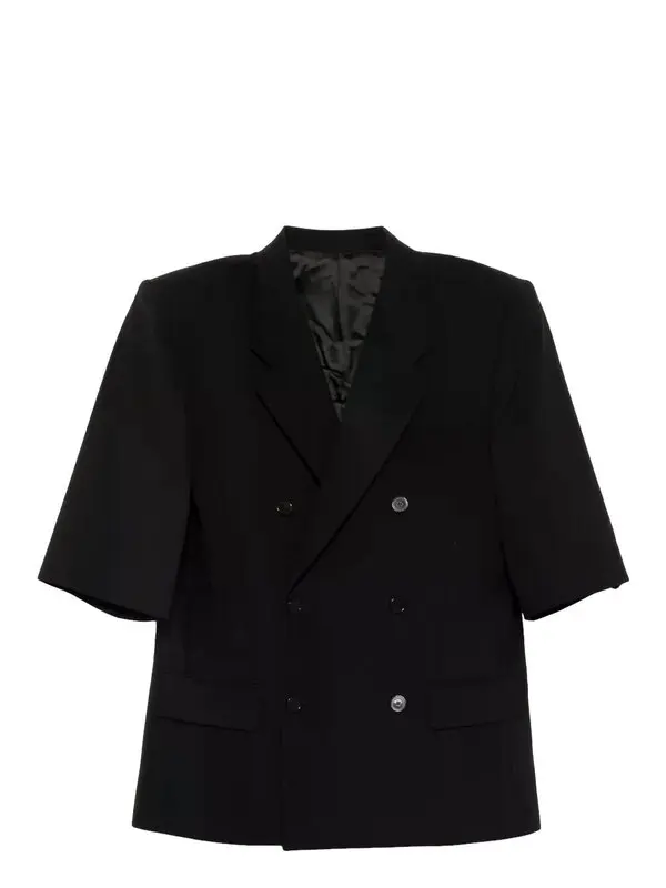 ALAINPAUL 3/4-sleeve Double-breasted Blazer - Black