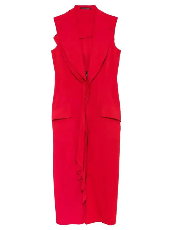 Yohji Yamamoto Draped Sleeveless Dress - Red