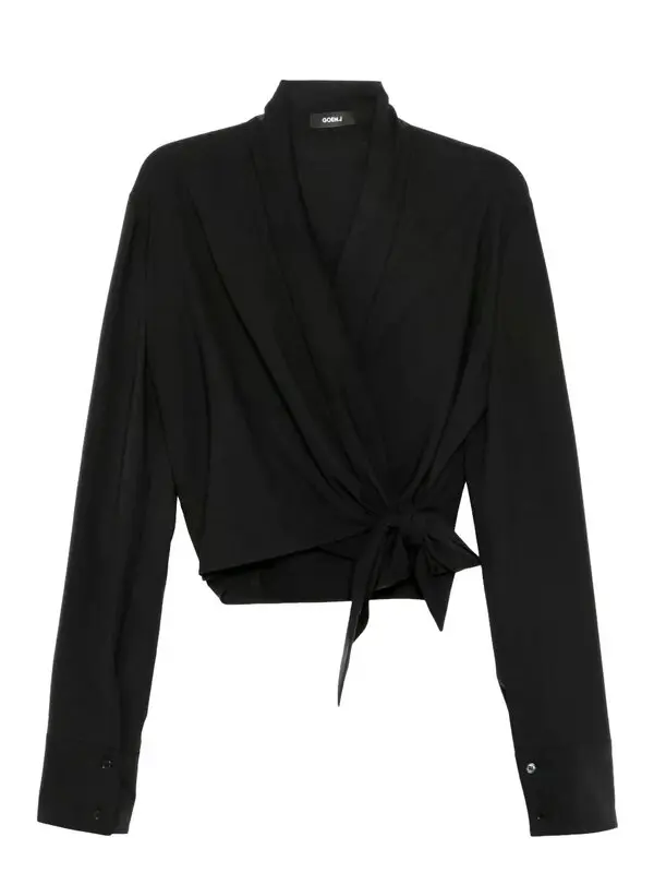 Goen.j Shawl Lapel Blouse - Black