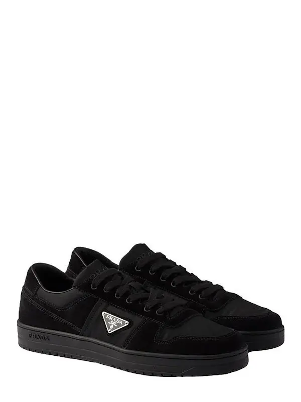 Prada Downtown Re-nylon And Suede Sneakers - Black