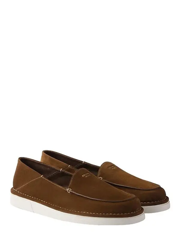 Prada Suede Slip-on Loafers - Brown