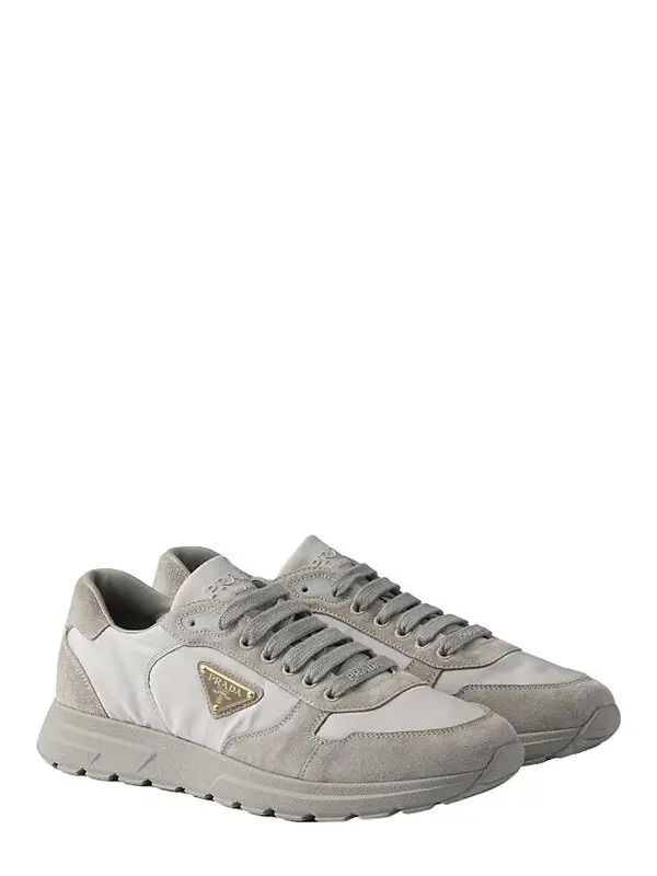 Prada Prax 2.0 Re-nylon And Suede Sneakers - Grey