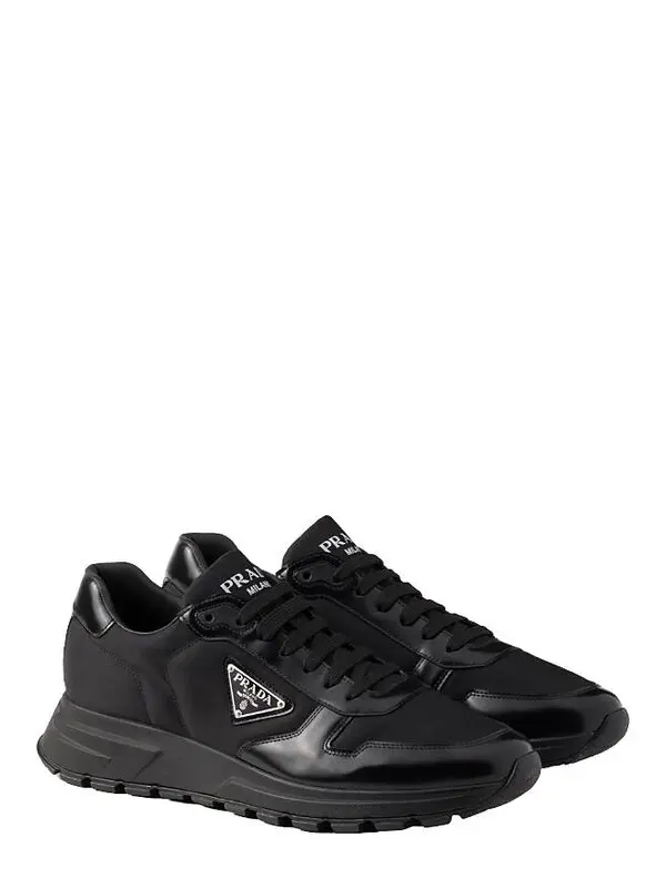Prada Prax 01 Re-nylon And Brushed Leather Sneakers - Black