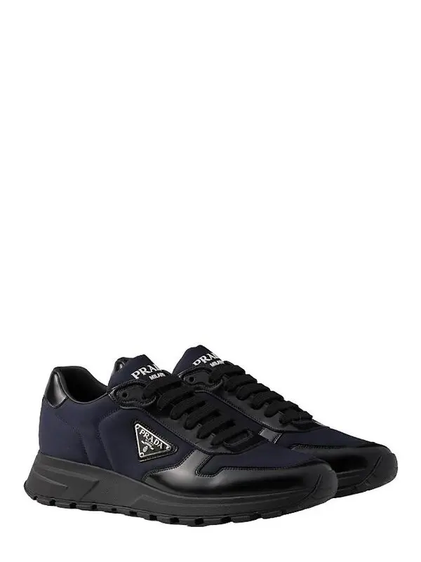 Prada Prax 01 Re-nylon And Brushed Leather Sneakers - Blue
