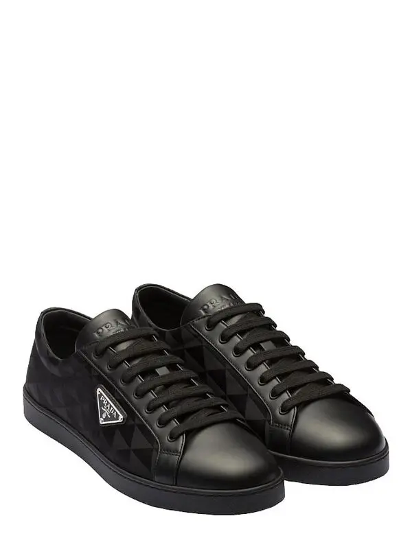 Prada Leather And Re-nylon Sneakers - Black