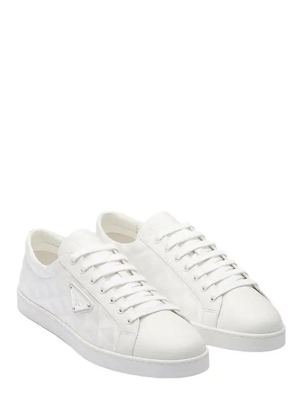 Prada Leather And Re-nylon Sneakers - White
