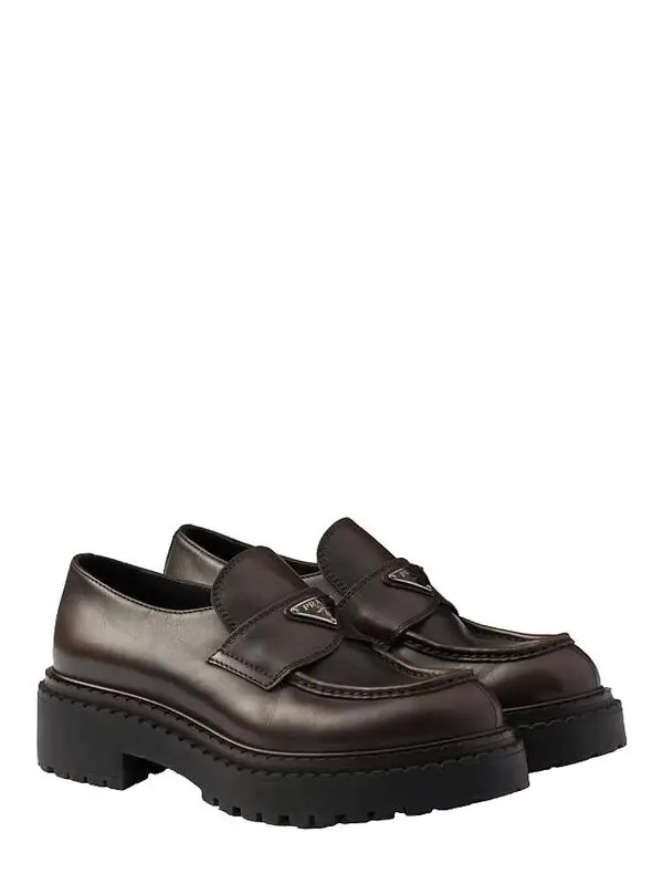 Prada Leather Loafers - Brown
