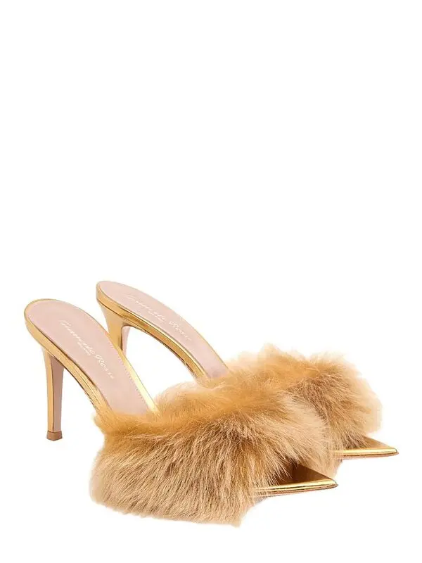 GIANVITO ROSSI Jenny Mules - Gold Nappa Leather