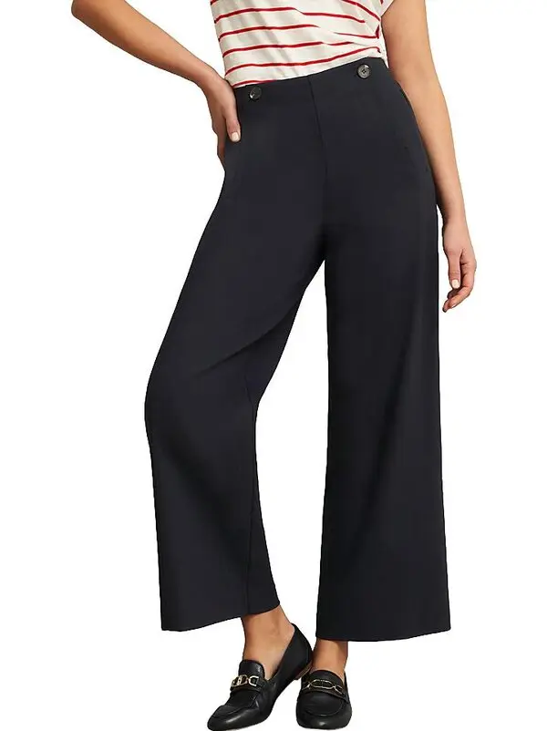 HOBBS LONDON Kimmi Cropped Wide Leg Trousers - Navy