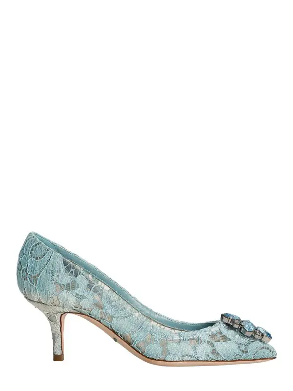 Dolce & Gabbana Lace Bellucci Pumps With Brooch Detailing - Aquamarine