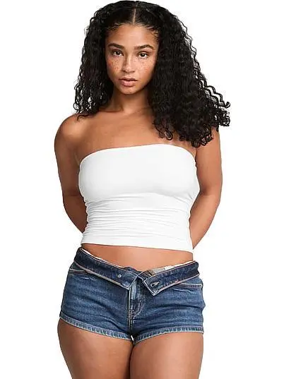 Pink Base Stretch™ Tube Top - White,ivory