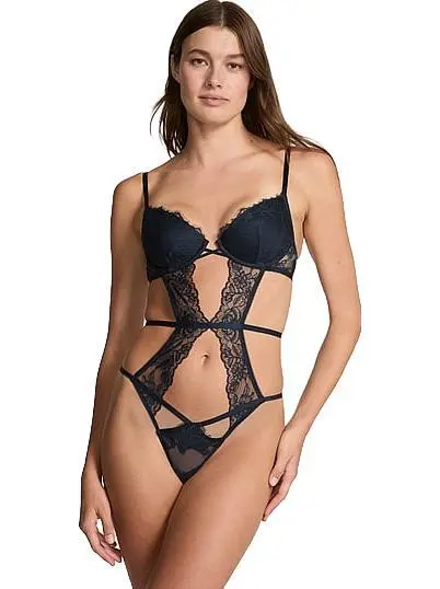 Victoria's Secret Rose Lace Teddy - Blue