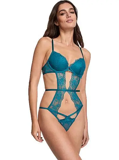 Victoria's Secret Rose Lace Teddy - Green