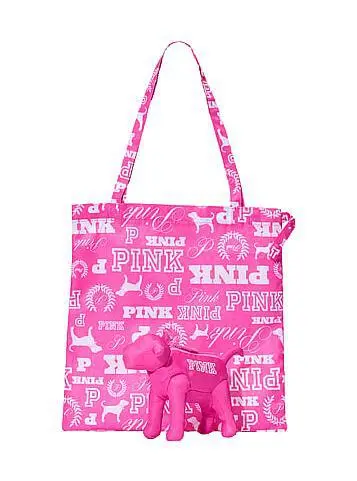 Pink Packable Tote Bag - Print