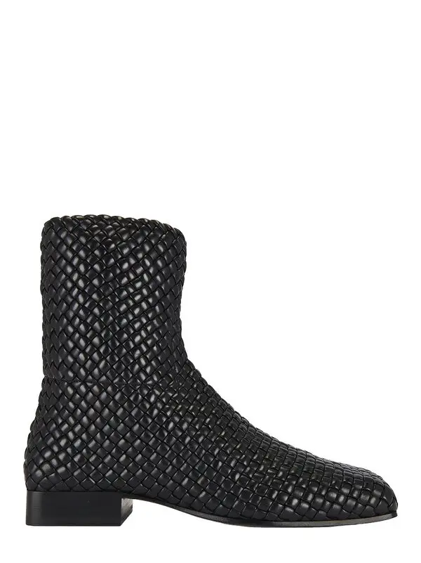 Bottega Veneta Zipped Padded Intreccio Ankle Boots - Black