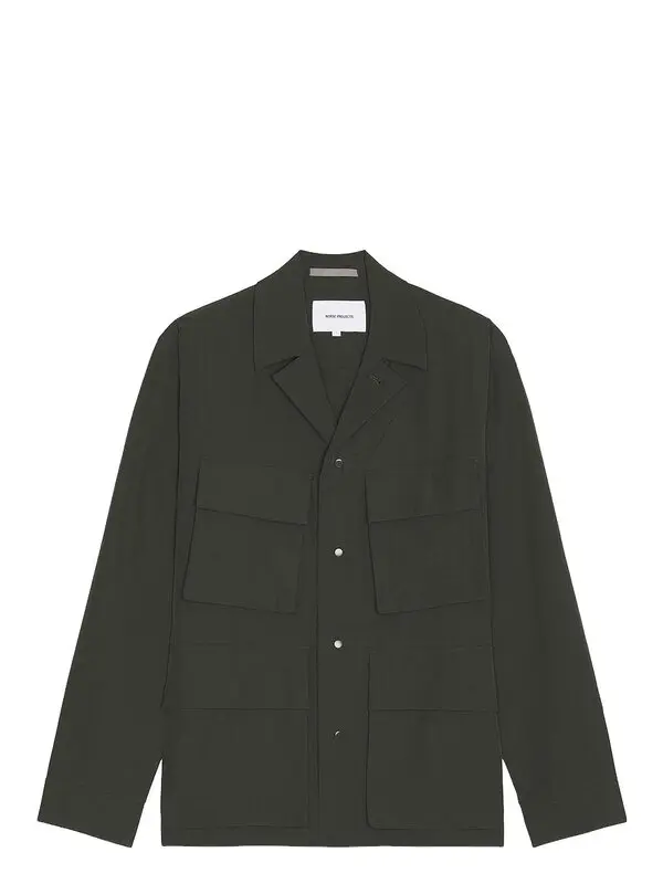 Norse Projects Mads Travel Light Overshirt - Black Olive