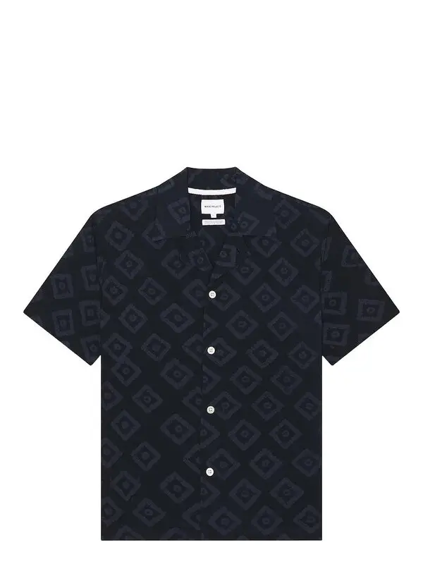 Norse Projects Mads Batik Shirt In Navy - Dark Navy