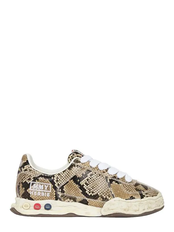 Mihara Yasuhiro Herbie Printed Python Leather Low-top Sneakers - Natural